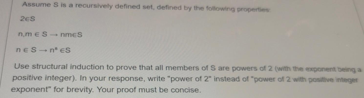 Solved Assume S is a recursively defined set, defined by the | Chegg.com
