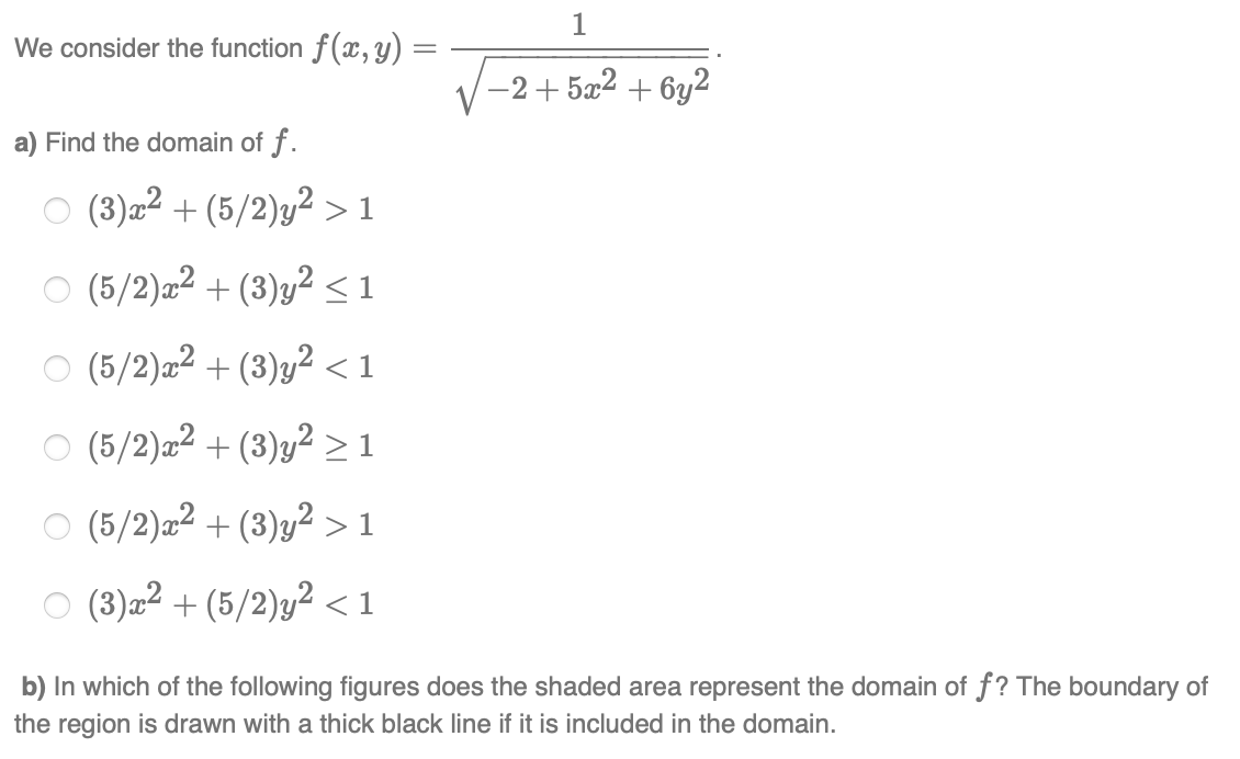 Solved 1 We consider the function f(x,y) = V-2 -2+5x2 +6y2 | Chegg.com