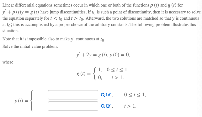 Solved Linear Differential Equations Sometimes Occur In