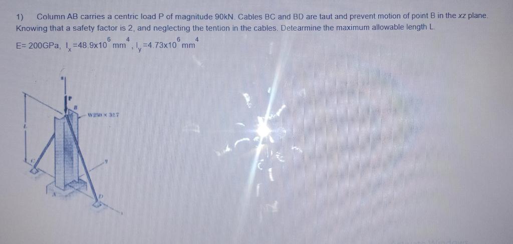 Solved 1) Column AB carries a centric load P of magnitude | Chegg.com