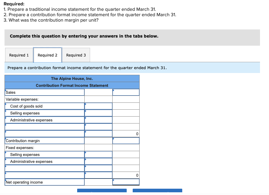 Solved Required: 1. Prepare a traditional income statement | Chegg.com