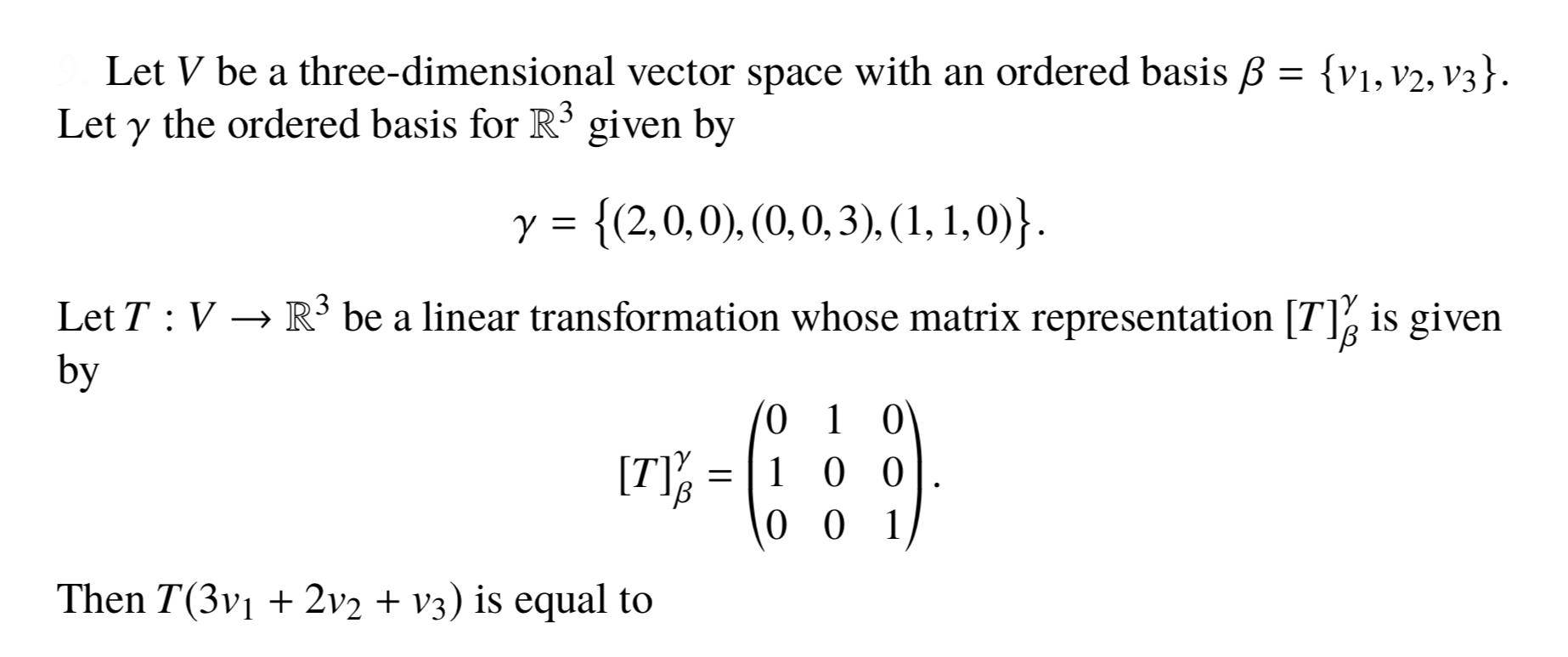 Solved Let V be a three-dimensional vector space with an | Chegg.com