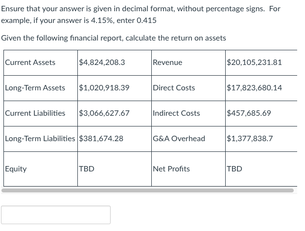 Solved Ensure that your answer is given in decimal format, | Chegg.com