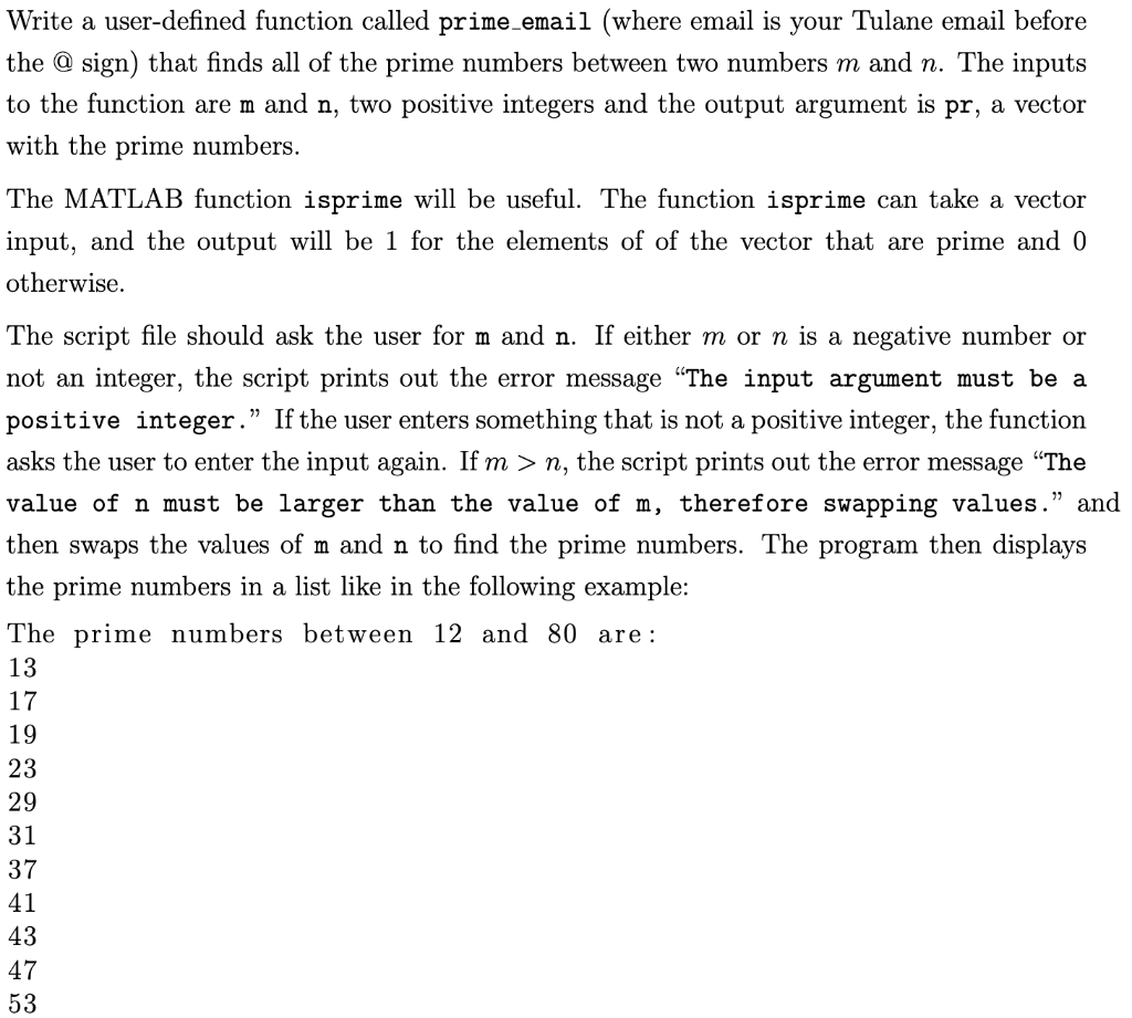 Solved Write a user-defined function called prime_email | Chegg.com
