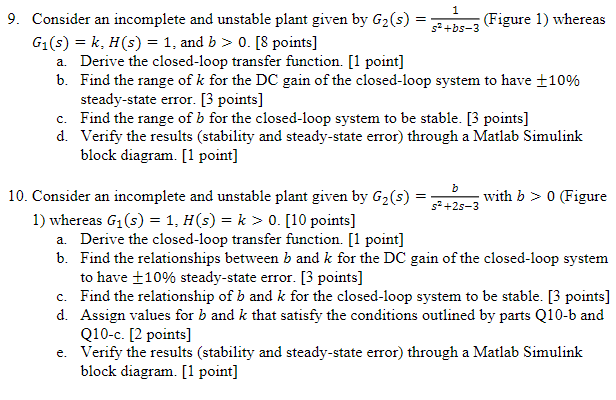 Consider an incomplete and unstable plant given by | Chegg.com