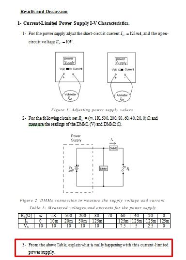 Solved Results and Discussion 1- Current-Limited Power | Chegg.com