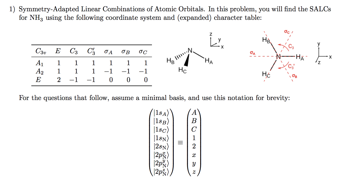 1) Symmetry-Adapted Linear Combinations of Atomic | Chegg.com