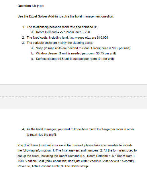 Solved Question #3: (1pt)Use the Excel Solver Add-in to | Chegg.com