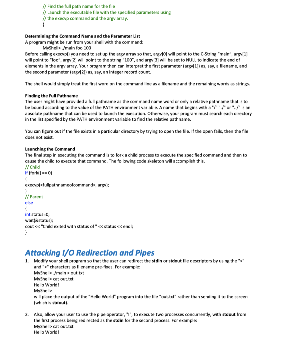 Introduction to Developing a Shell Program In this | Chegg.com