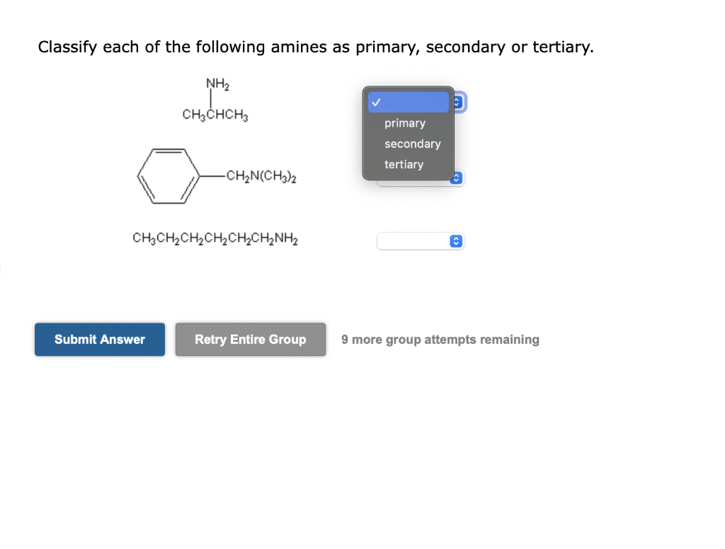 Solved Classify each of the following amines as primary, | Chegg.com