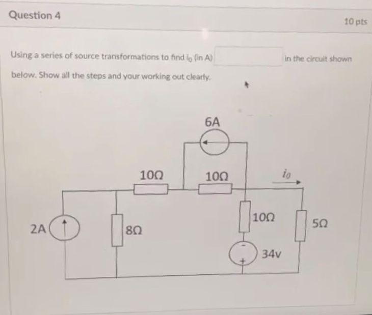 Solved Using a series of source transformations to find io | Chegg.com
