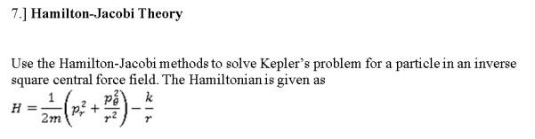 Solved 7.] Hamilton-Jacobi Theory Use the Hamilton-Jacobi | Chegg.com