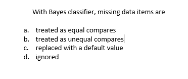 Solved With Bayes classifier, missing data items are a. | Chegg.com