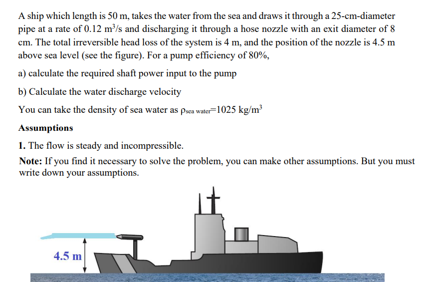 Solved A ship which length is 50 m, takes the water from the | Chegg.com