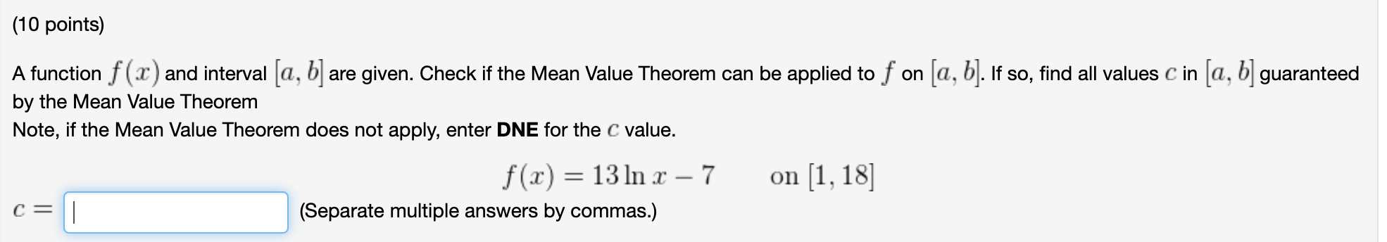 Solved (10 points) Find all numbers c that satisfy the | Chegg.com
