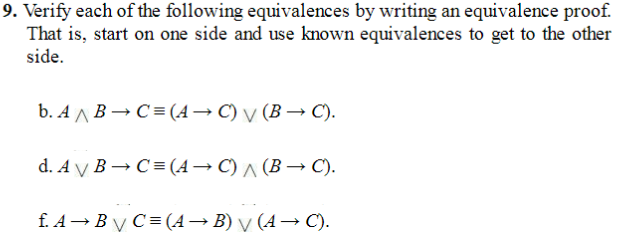 Solved 9. Verify each of the following equivalences by | Chegg.com