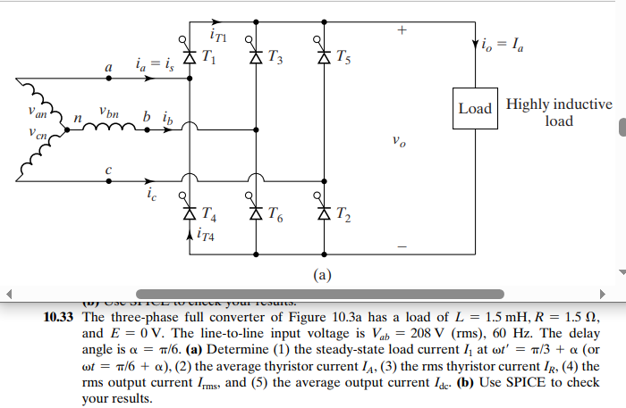 Solved (a) 33 The three-phase full converter of Figure 10.3a | Chegg.com