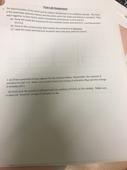 Solved Post-Lab Assignment The deprotonation of the acetic | Chegg.com