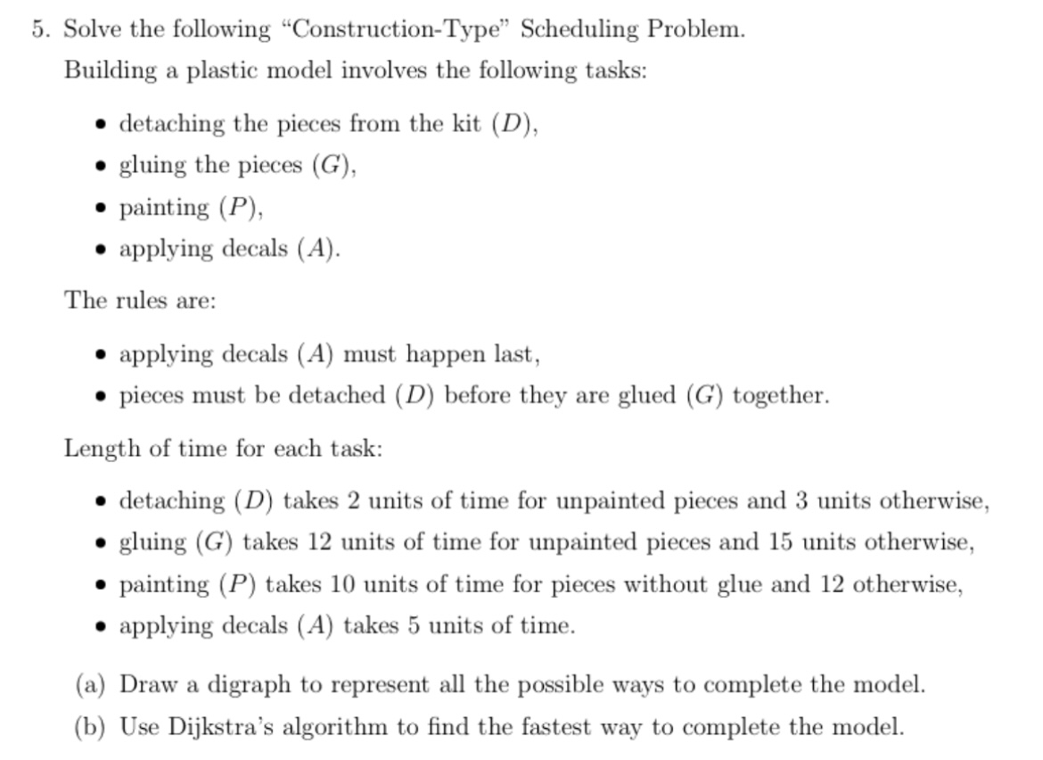 Solved Solve the following “Construction-Type” ﻿Scheduling | Chegg.com