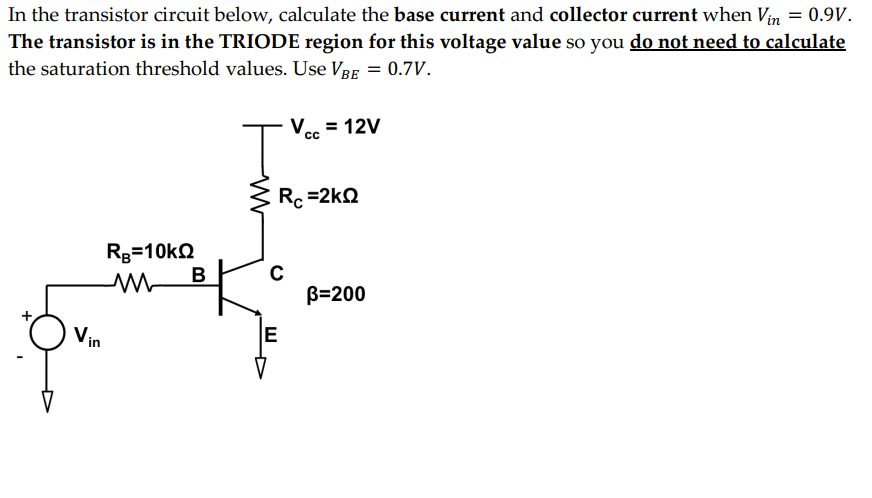Solved In the transistor circuit below, calculate the base | Chegg.com