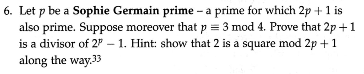 Solved 6. Let p be a Sophie Germain prime – a prime for | Chegg.com