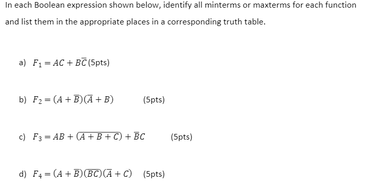 Solved In each Boolean expression shown below, identify all | Chegg.com