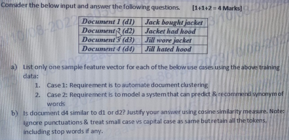 Solved Consider the below input and answer the following | Chegg.com