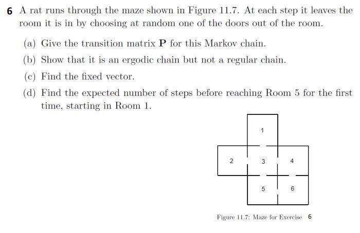 Solved 6 A rat runs through the maze shown in Figure 11.7. | Chegg.com