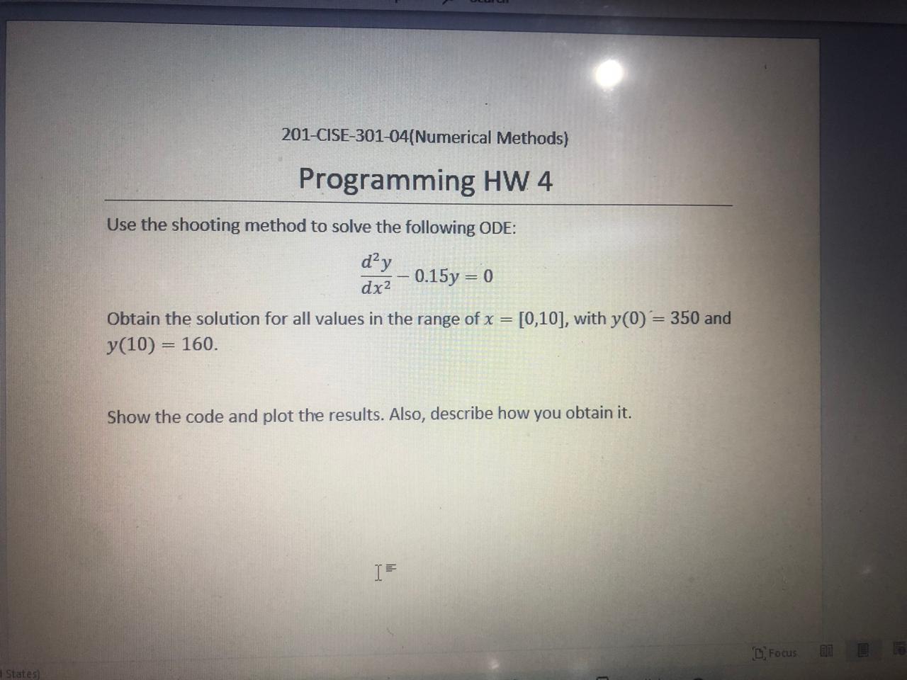Solved 201 Cise 301 04numerical Methods Programming Hw 4 