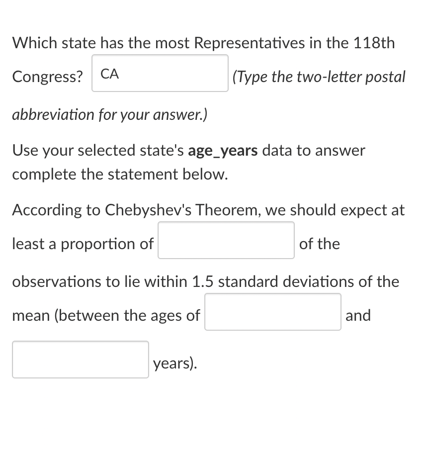 Which state has the most Representatives in the | Chegg.com