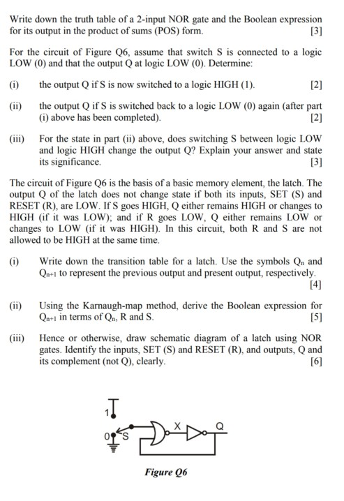 Solved Write down the truth table of a 2-input NOR gate and | Chegg.com