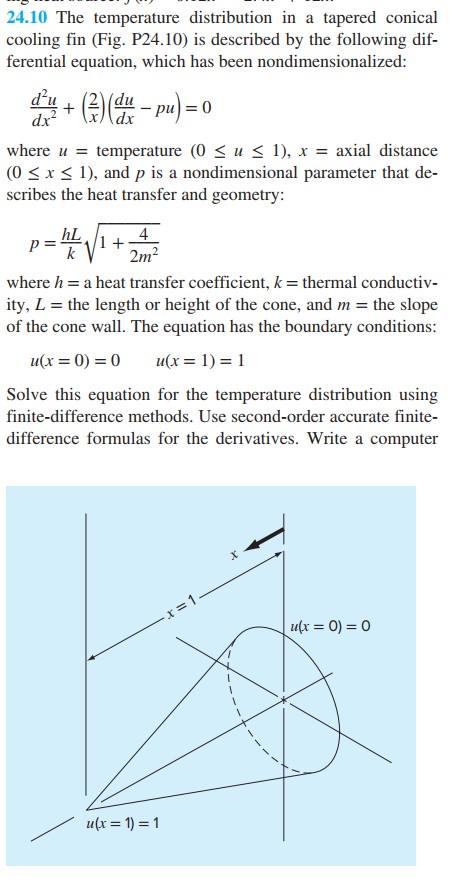 Solved 24.10 The temperature distribution in a tapered | Chegg.com