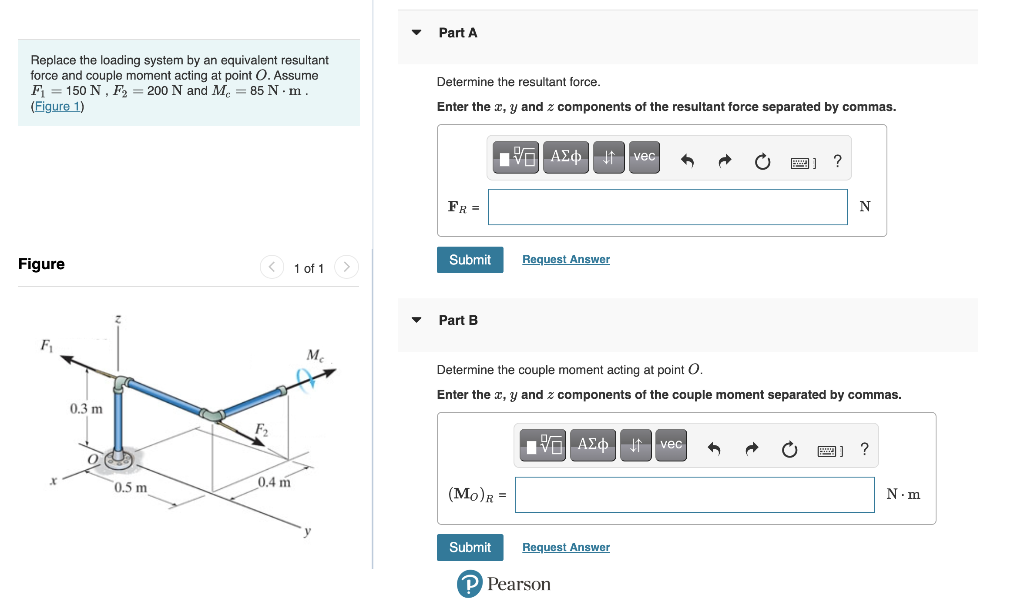Solved Replace the loading system by an equivalent resultant | Chegg.com
