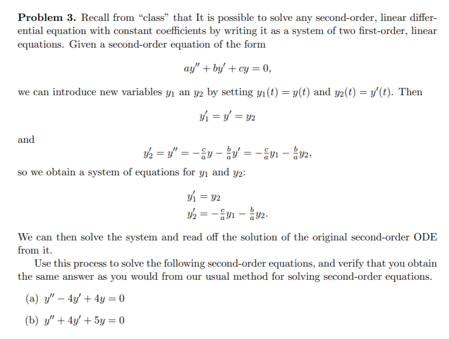 Solved Problem 3. Recall from "class” that It is possible to | Chegg.com