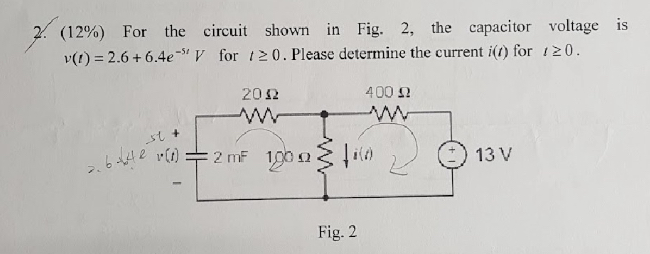 Solved (12%) ﻿For the circuit shown in ﻿Fig. 2, ﻿the | Chegg.com