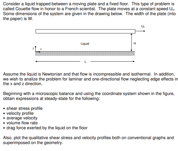Solved Consider a liquid trapped between a moving plate and | Chegg.com