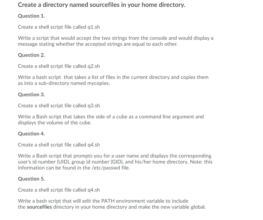 Solved Create a directory named sourcefiles in your home | Chegg.com