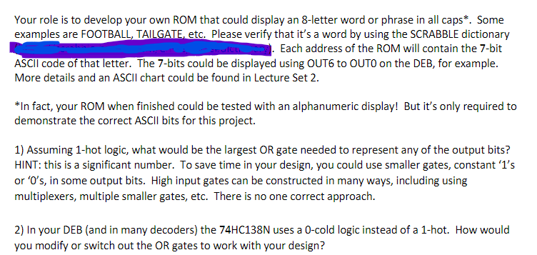Your role is to develop your own ROM that could | Chegg.com