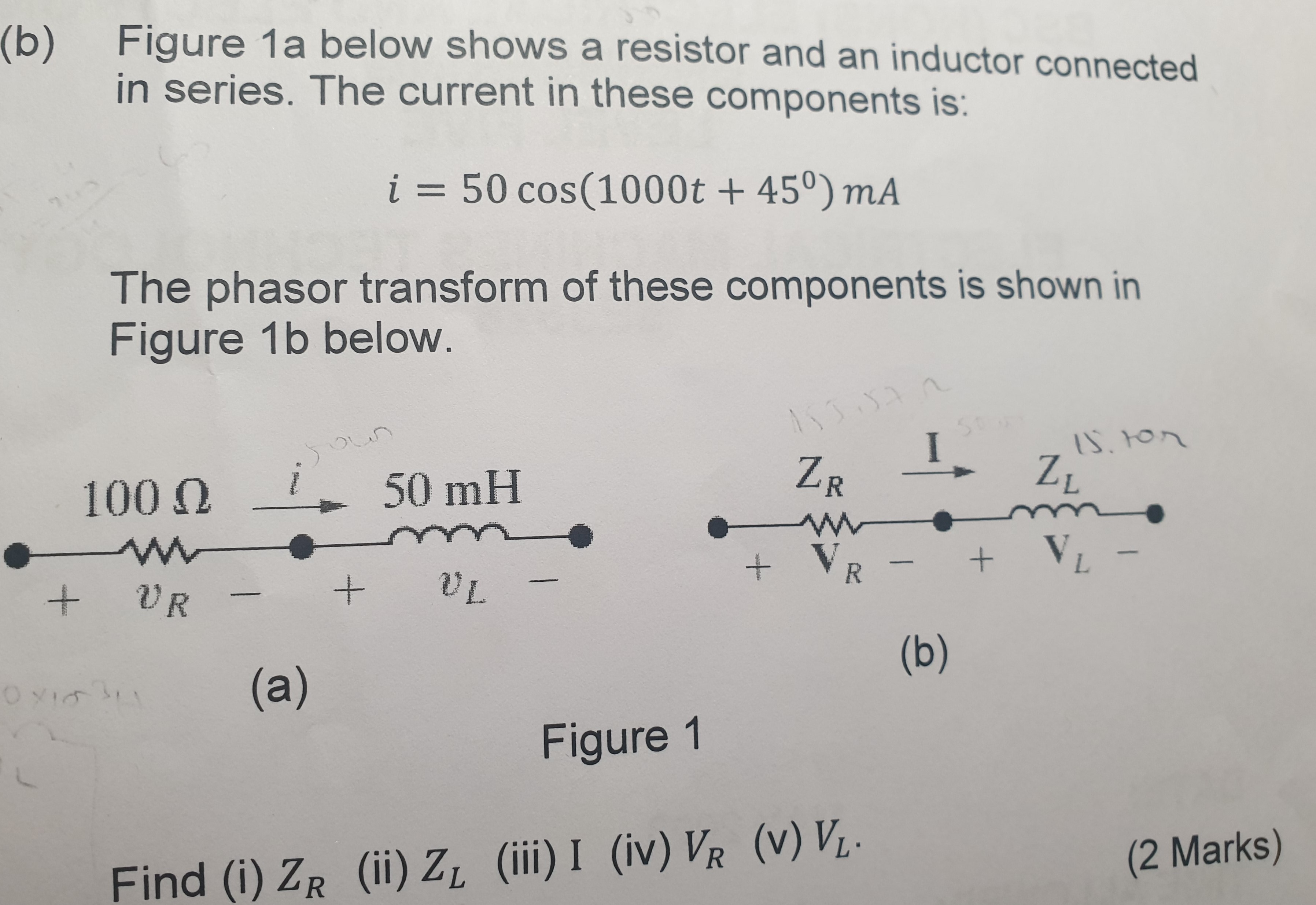 [solved] Figure 1a Below Shows A Resistor And An Inductor