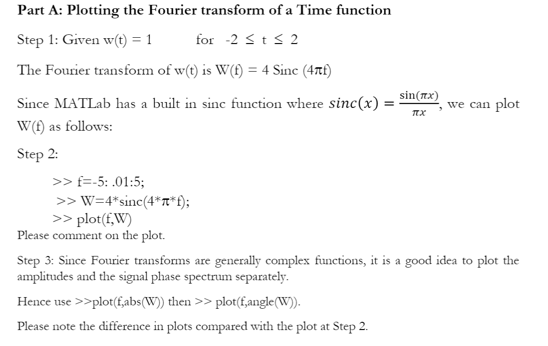 Solved Fourier Transforms Objective: To demonstrate how the | Chegg.com