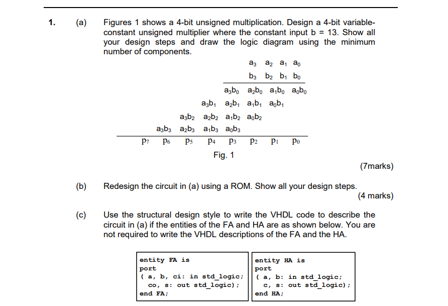 Solved 1. (a) Figures 1 shows a 4-bit unsigned | Chegg.com