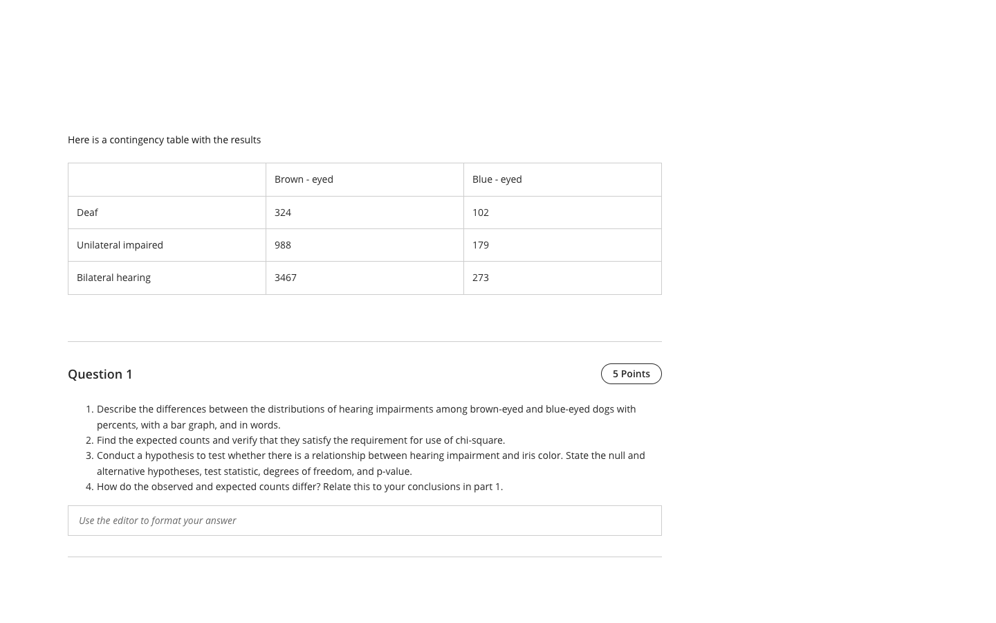 [Solved]: Here is a contingency table with the results Que