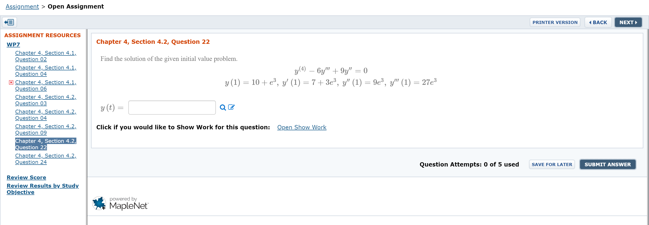 Solved Assignment > Open Assignment PRINTER VERSION BACK | Chegg.com