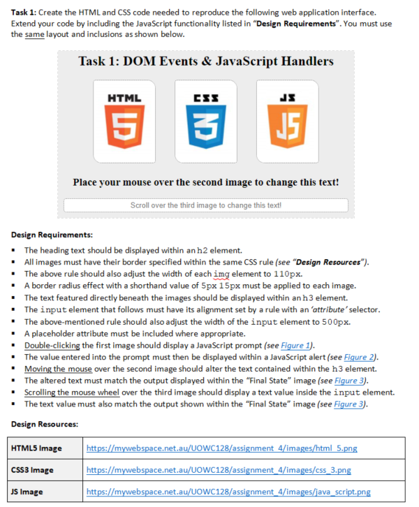 Solved Task 1: Create the HTML and CSS code needed to | Chegg.com