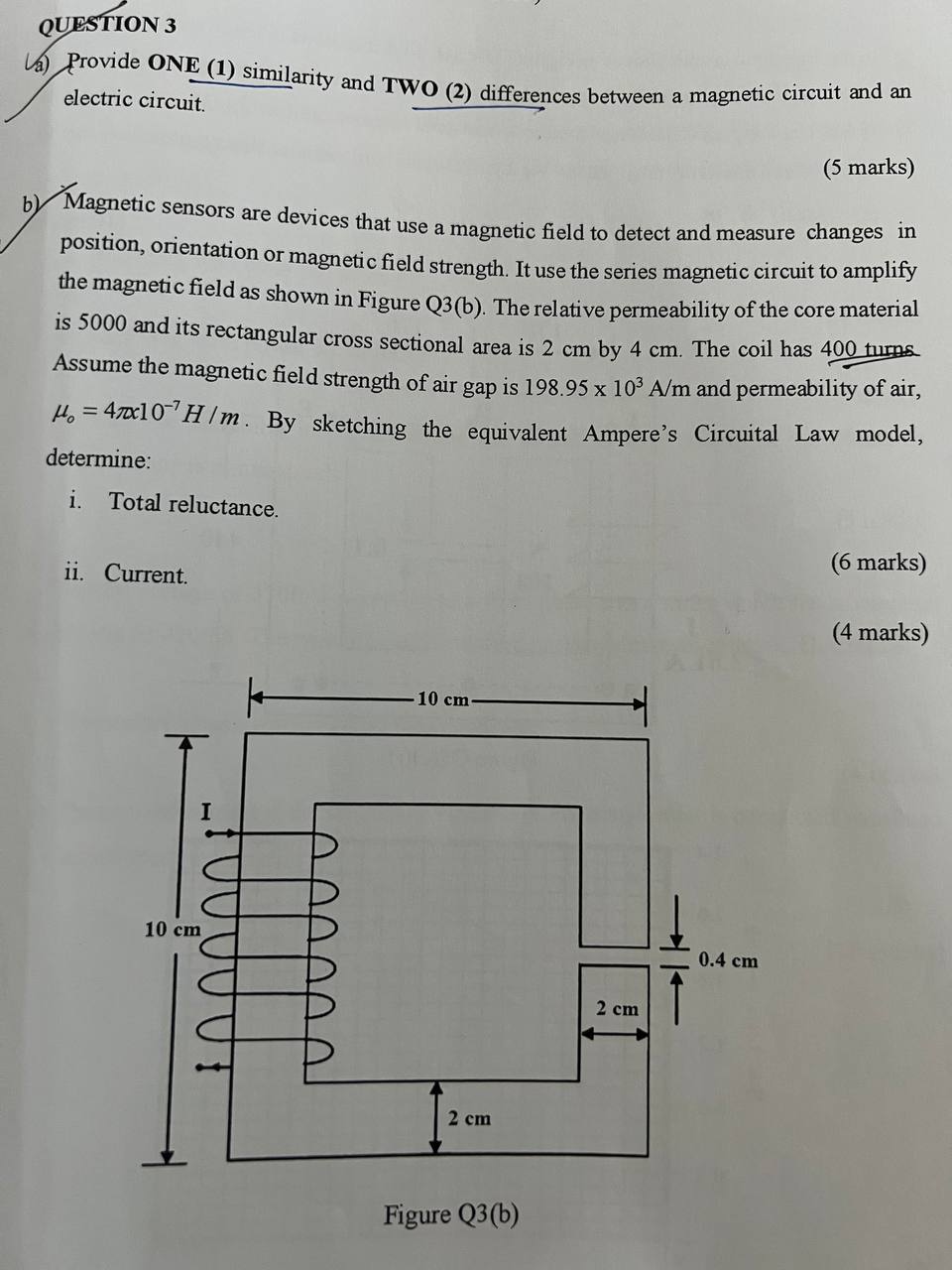 Solved (5 marks) b) Magnetic sensors are devices that use a | Chegg.com