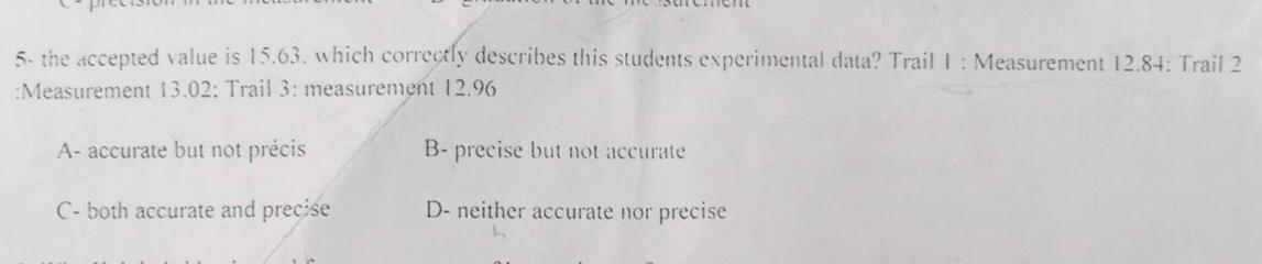 Solved 5. the accepted value is 15.63, which correcty | Chegg.com