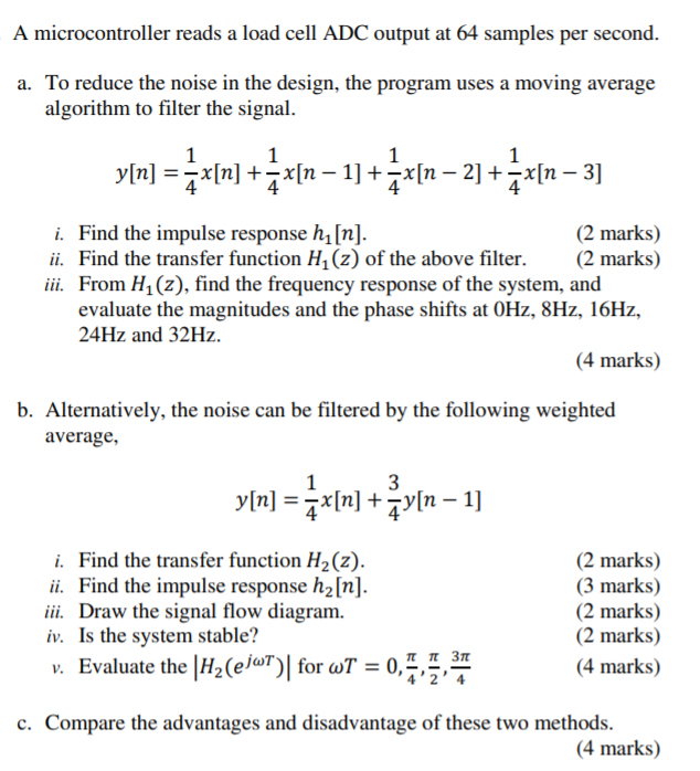 Solved A microcontroller reads a load cell ADC output at 64 | Chegg.com