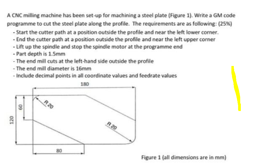 Solved A CNC milling machine has been set-up for machining a | Chegg.com