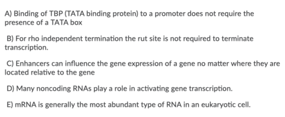 Solved A) Binding of TBP (TATA binding protein) to a | Chegg.com