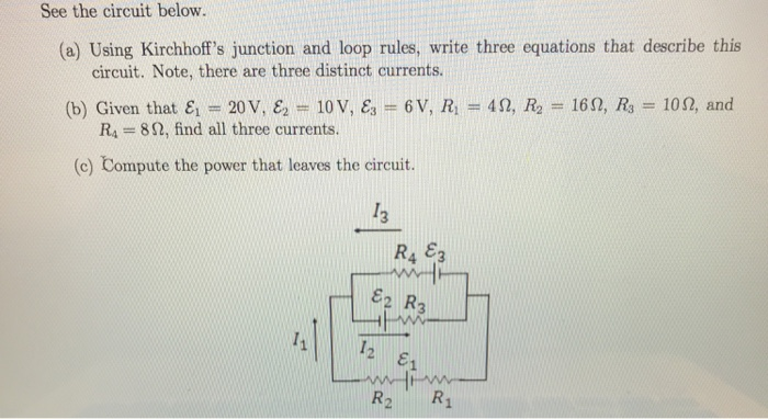Solved See the circuit below. (a) Using Kirchhoff's junction | Chegg.com